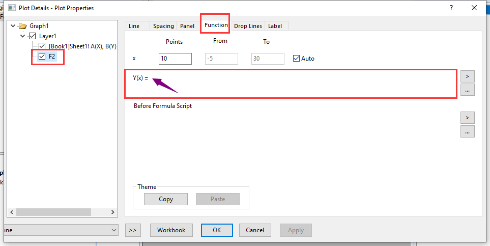 OriginPro：如何在origin中画一条Y=0.3的水平线？方法2：使用插入函数、直线、数据的形式来添加【数据绘图】